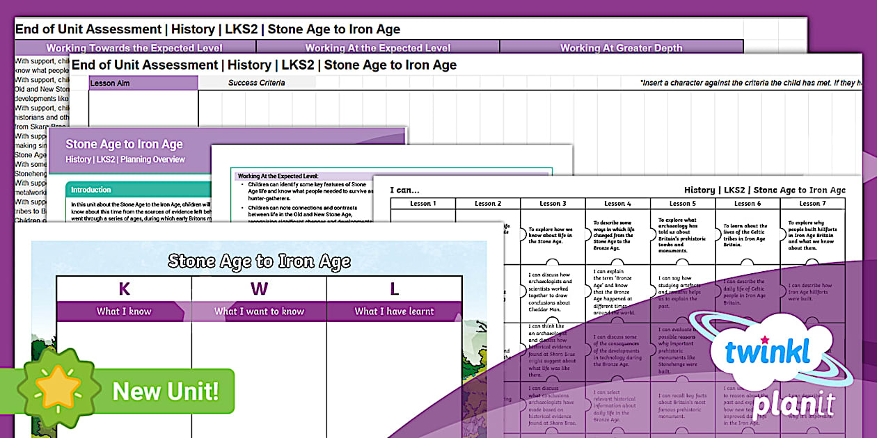 History: Stone Age to Iron Age LKS2 Assessment Pack