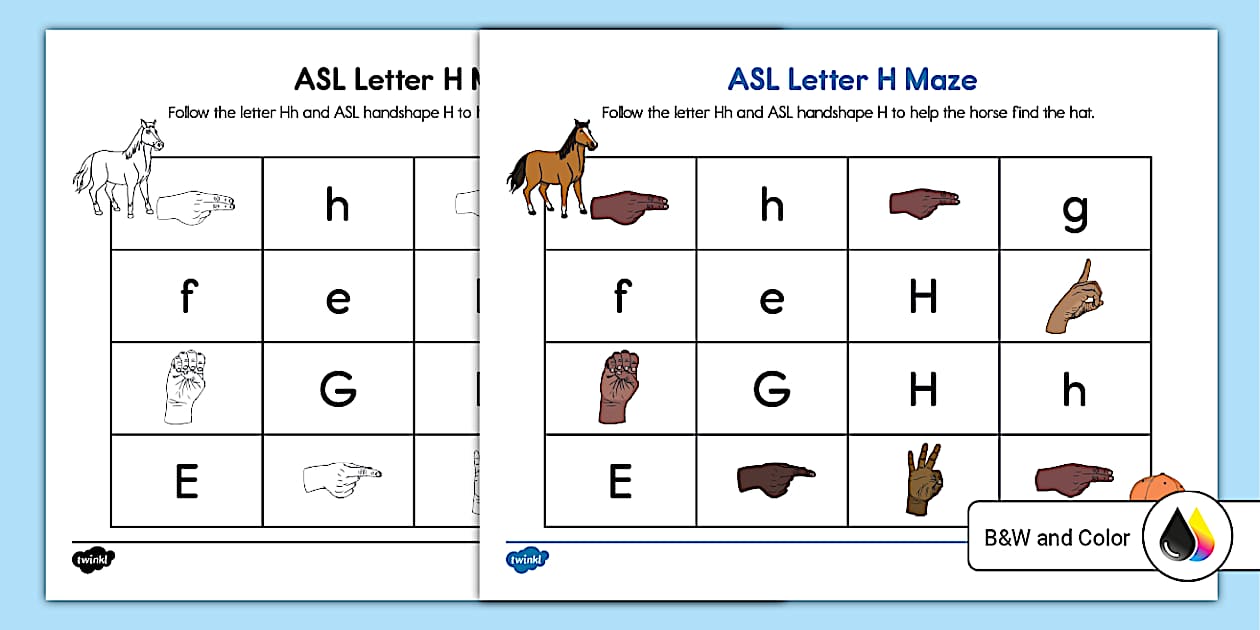 ASL Letter H Maze Worksheet (teacher made) - Twinkl