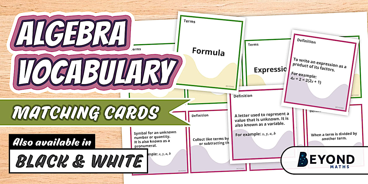 Algebra Vocabulary Matching Cards - Fun Game