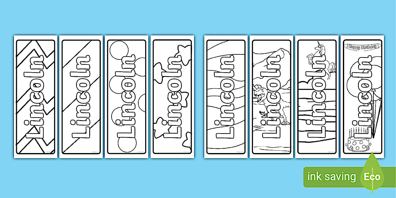 Lincoln Name Simple Colouring Bookmarks | Twinkl | KS1