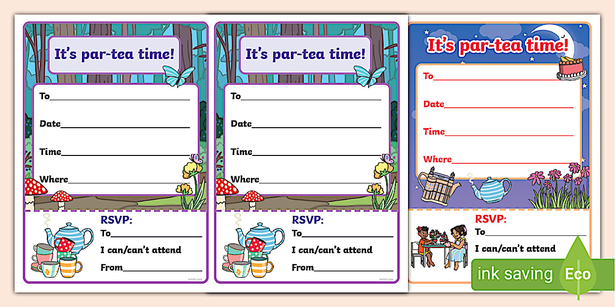 Afternoon Tea Themed Party Invitations