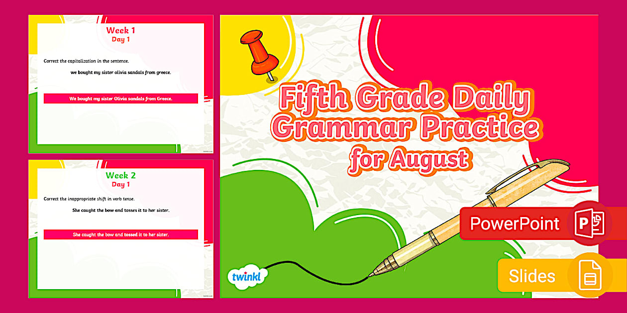 5th Grade Daily Grammar Practice August Presentation