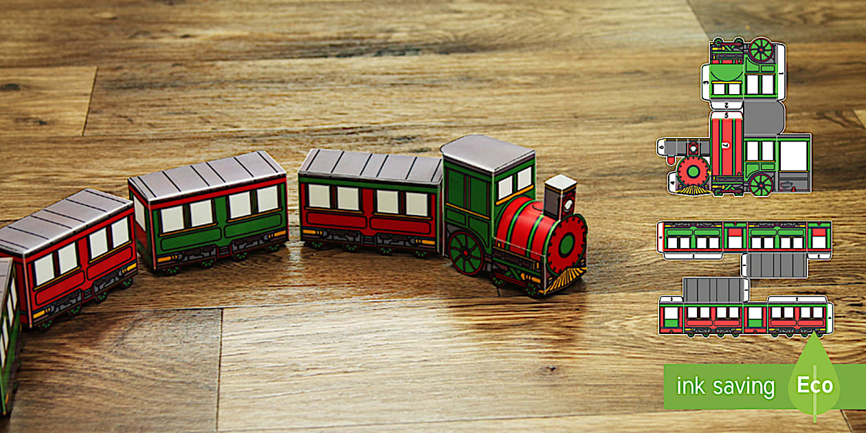 3D Christmas Train Paper Model Display Paper Craft English/Hindi