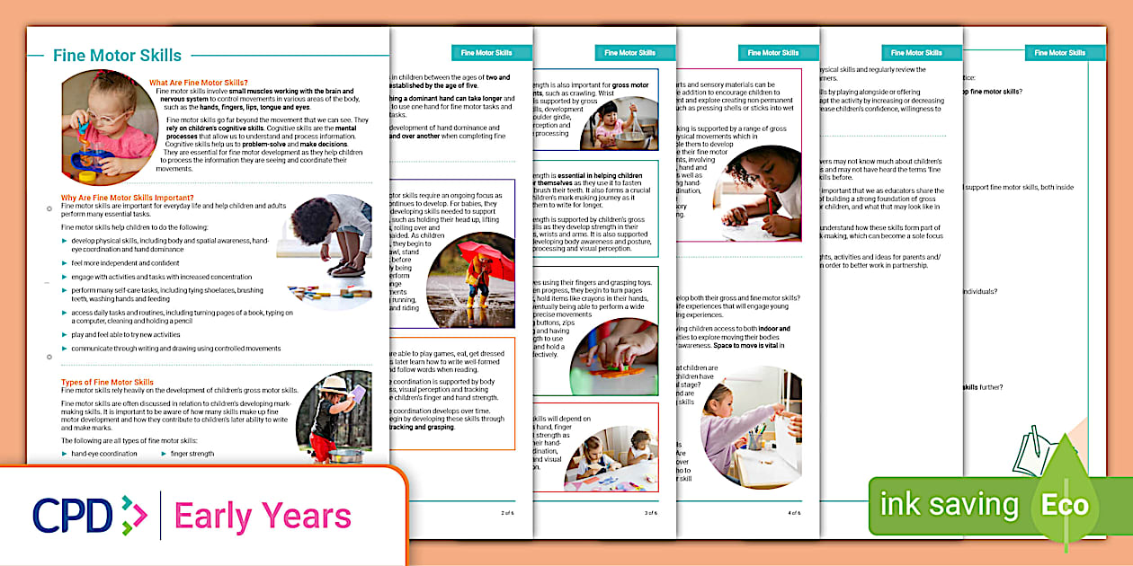 Fine Motor Skills Handout - Fine Motor Skills CPD - Twinkl