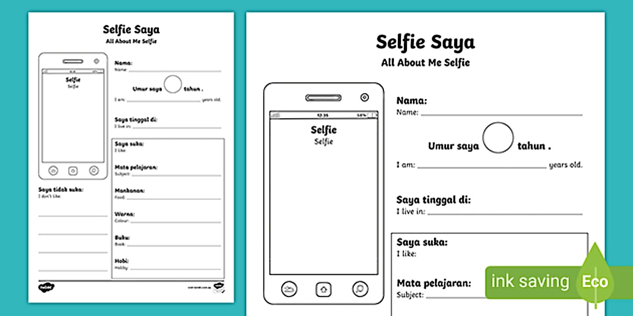 Editable All About Me Selfie Worksheet Indonesian - Twinkl