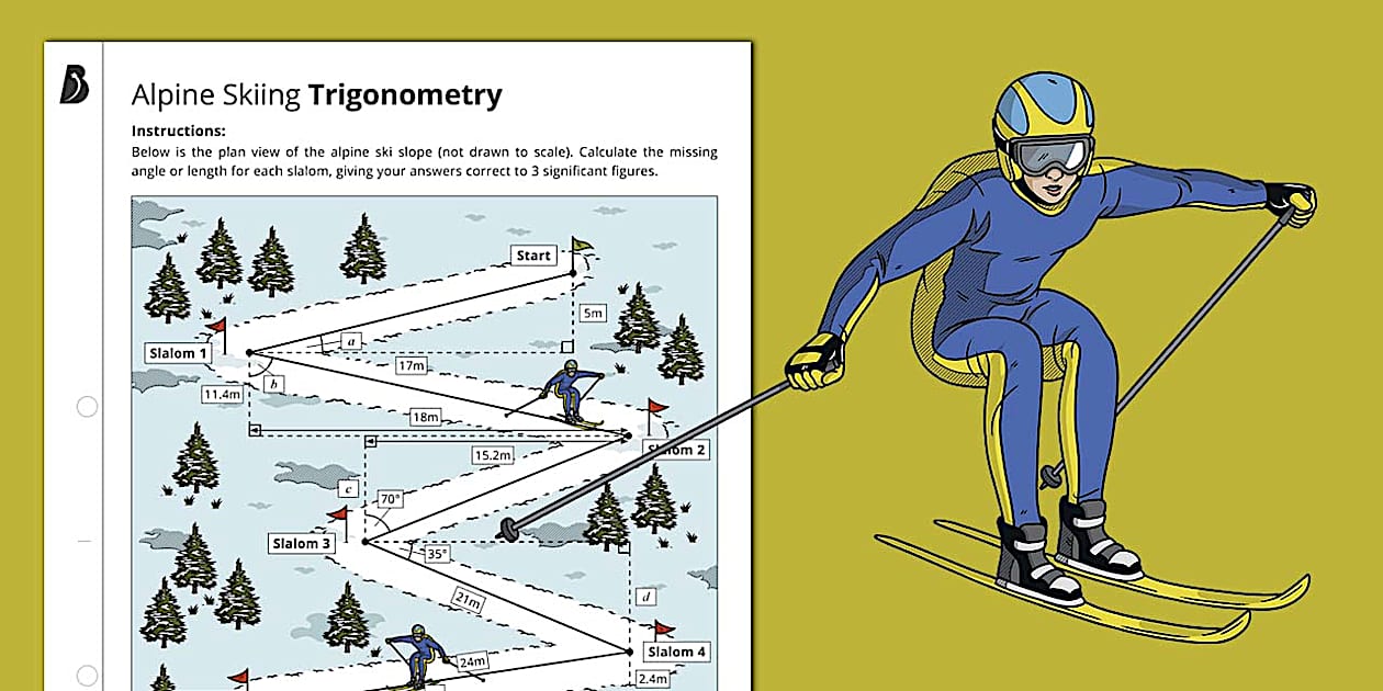 Winter Games Alpine Skiing Trigonometry Worksheet - Secondary