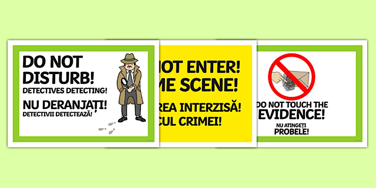 Detective Role Play Signs Romanian Translation - Twinkl