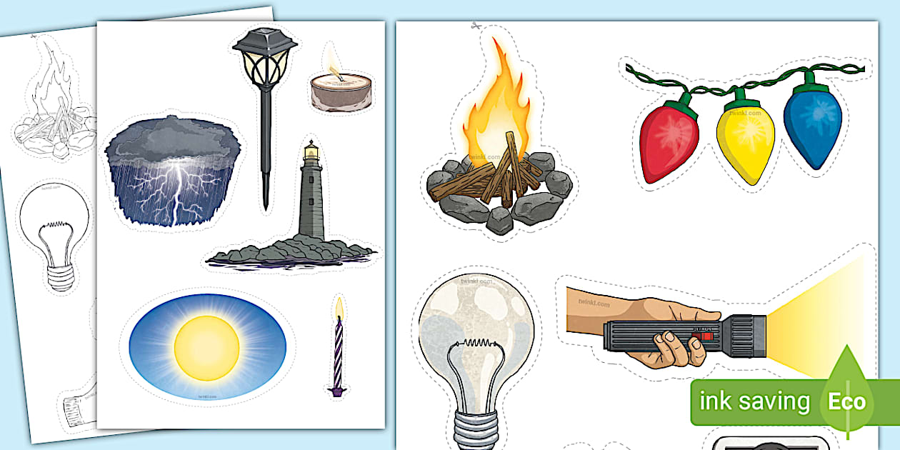 Sources of Light Cut-Outs (teacher made) - Twinkl