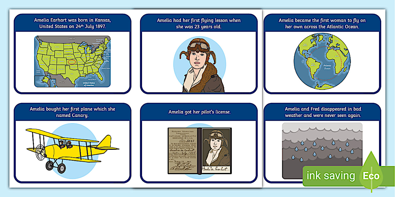 Amelia Earhart Sequencing Activity (teacher made) - Twinkl