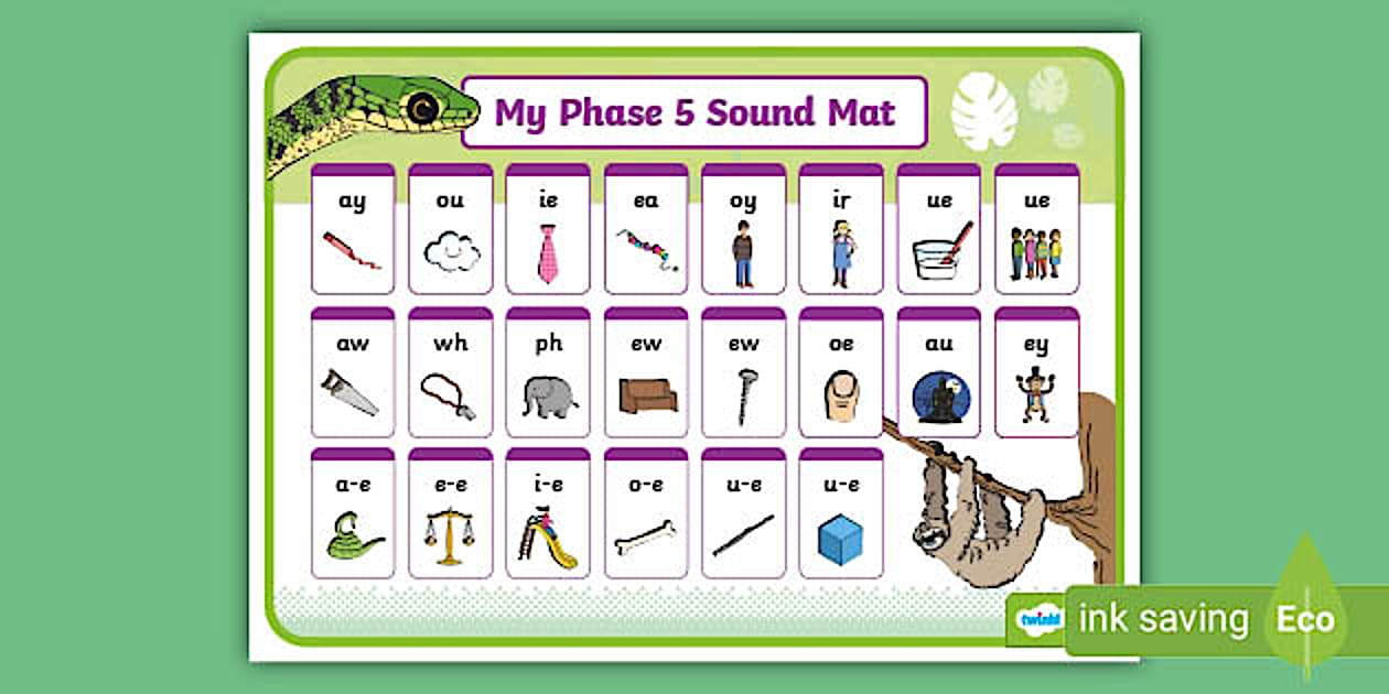 Jungle Themed Phase 5 Sound Mat - Twinkl