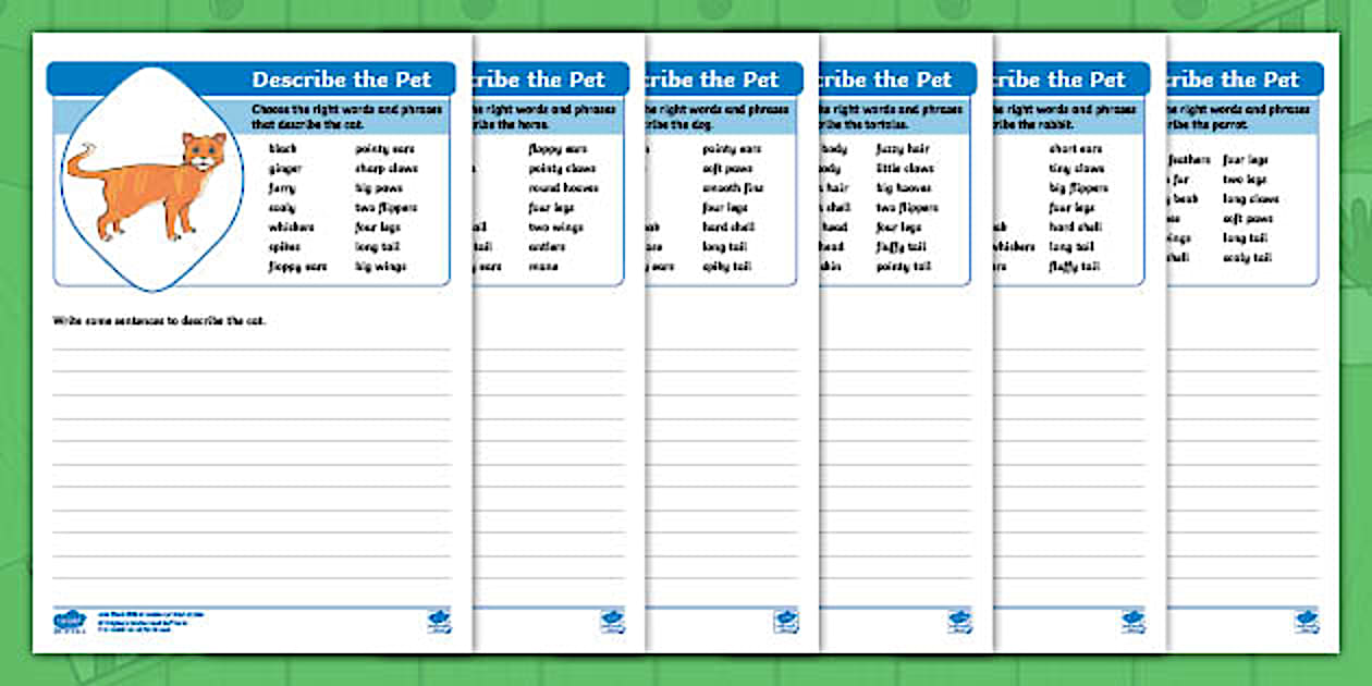 Editable Pet Descriptions Writing Worksheets - Twinkl