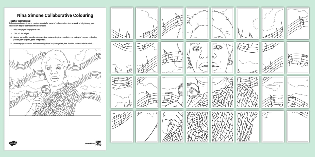 Nina Simone Collaborative Colouring - Twinkl