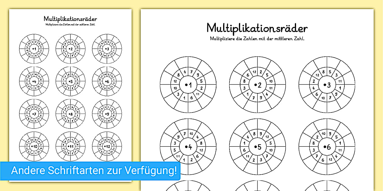 Multiplikationsräder - Arbeitsblätter