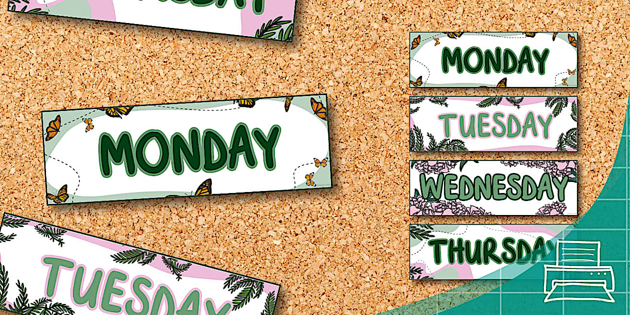 Days of the Week Labels | Classroom Organisation | Nature