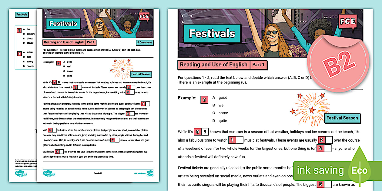 B2 FCE Reading and Use of English Part 1 (Festivals)