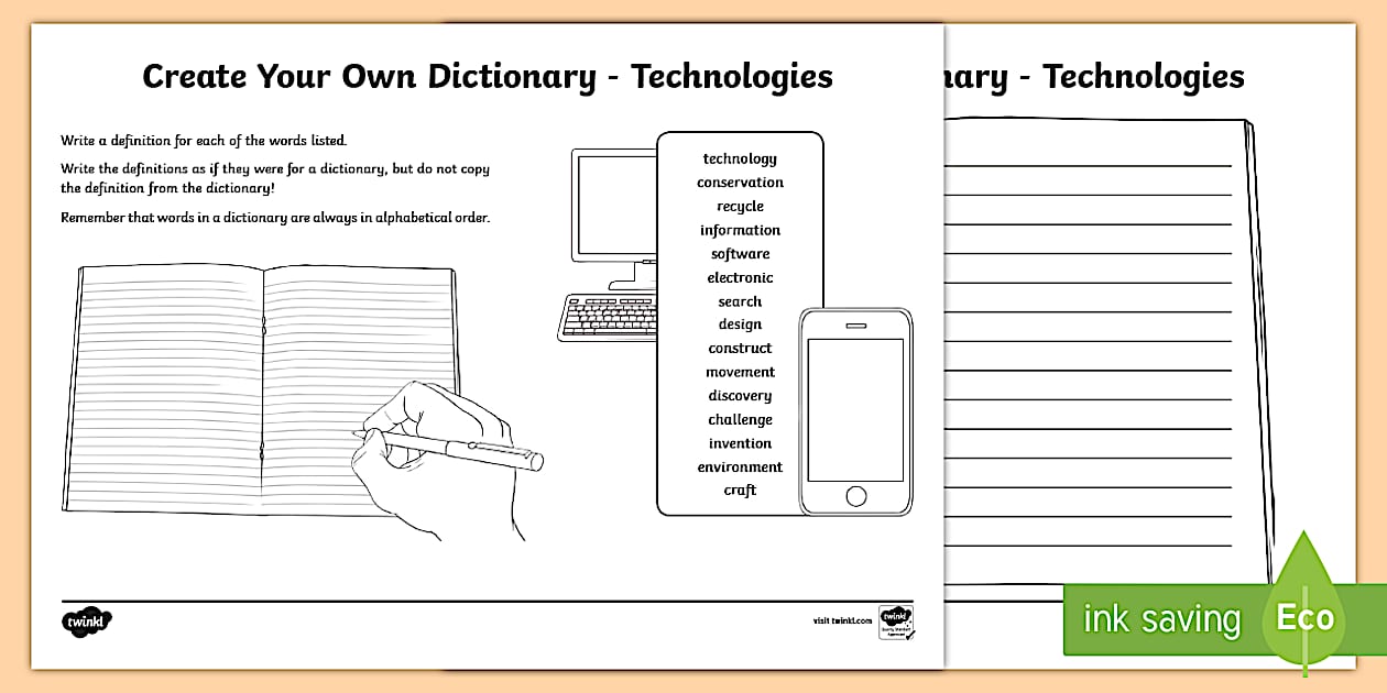 Technologies Keywords Create Your Own Dictionary - Twinkl