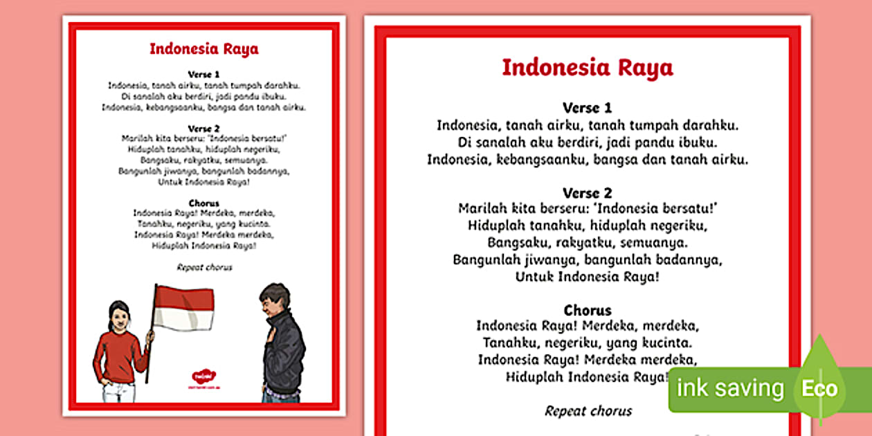 Indonesian National Anthem: Indonesia Raya Poster - Twinkl