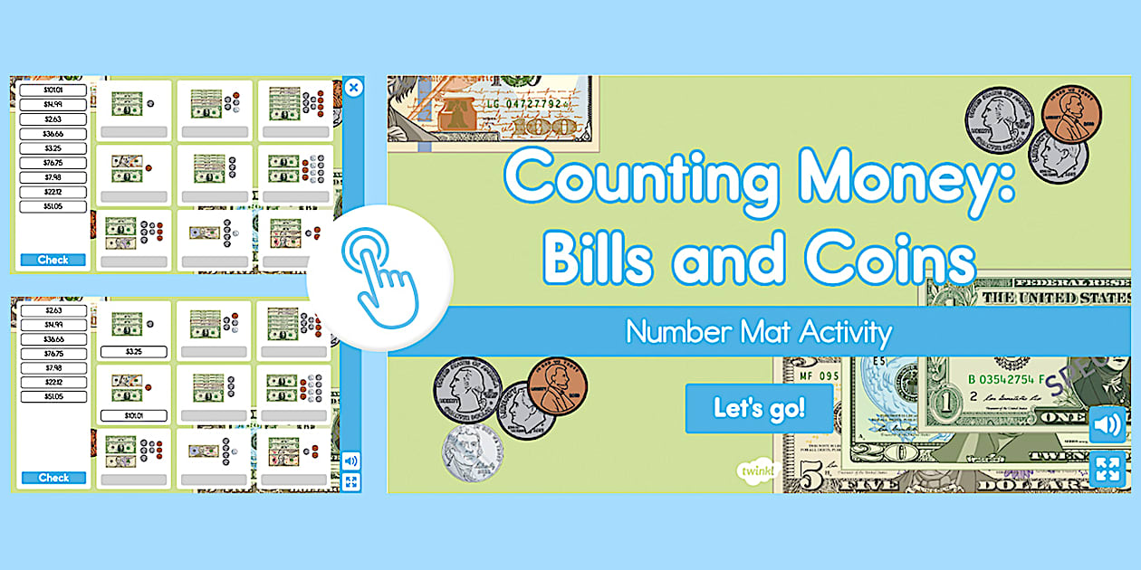 Counting Bills and Coins Worksheet - Twinkl