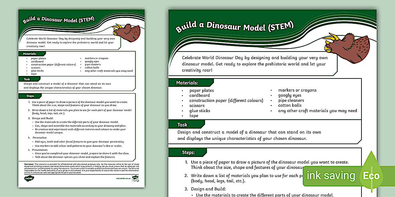 World Dinosaur Day: Build a 3D Dinosaur Model (STEM)