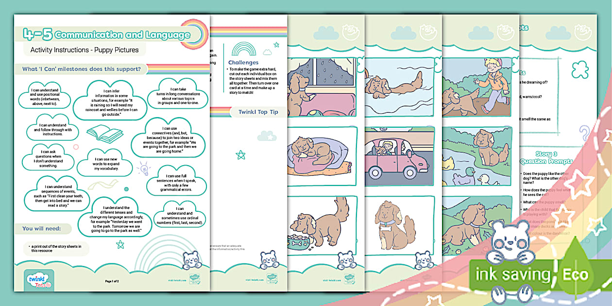 Age 4-5 Communication and Language Activity - Puppy Pictures