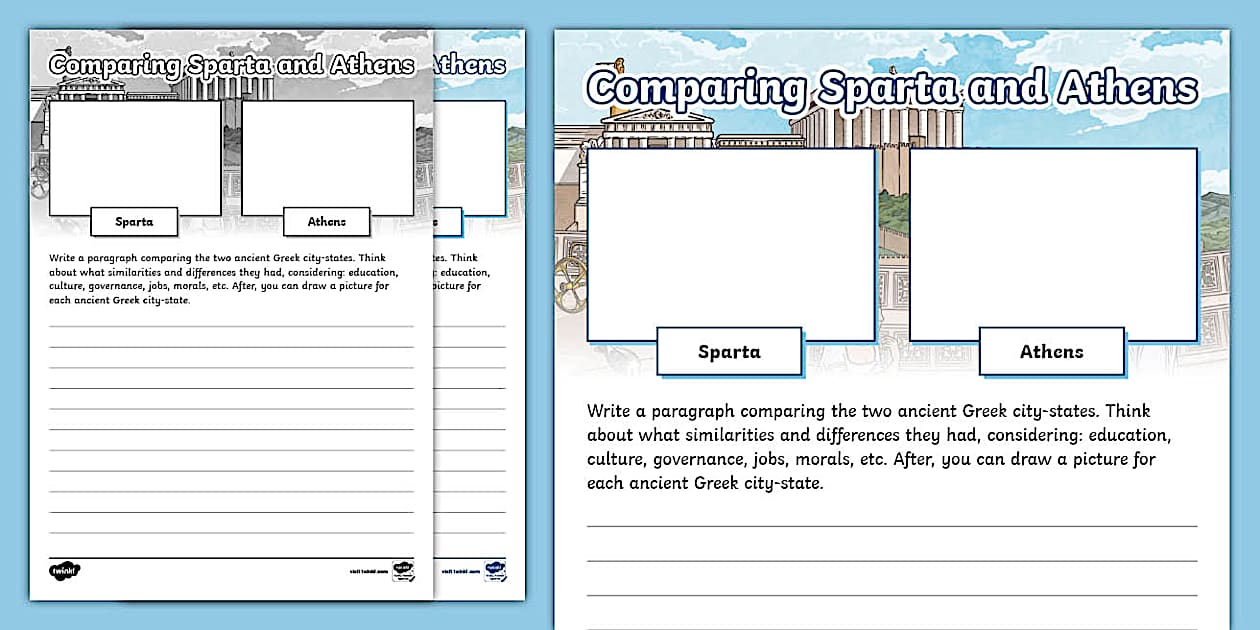 Compare Sparta and Athens Worksheet (Teacher-Made) - Twinkl