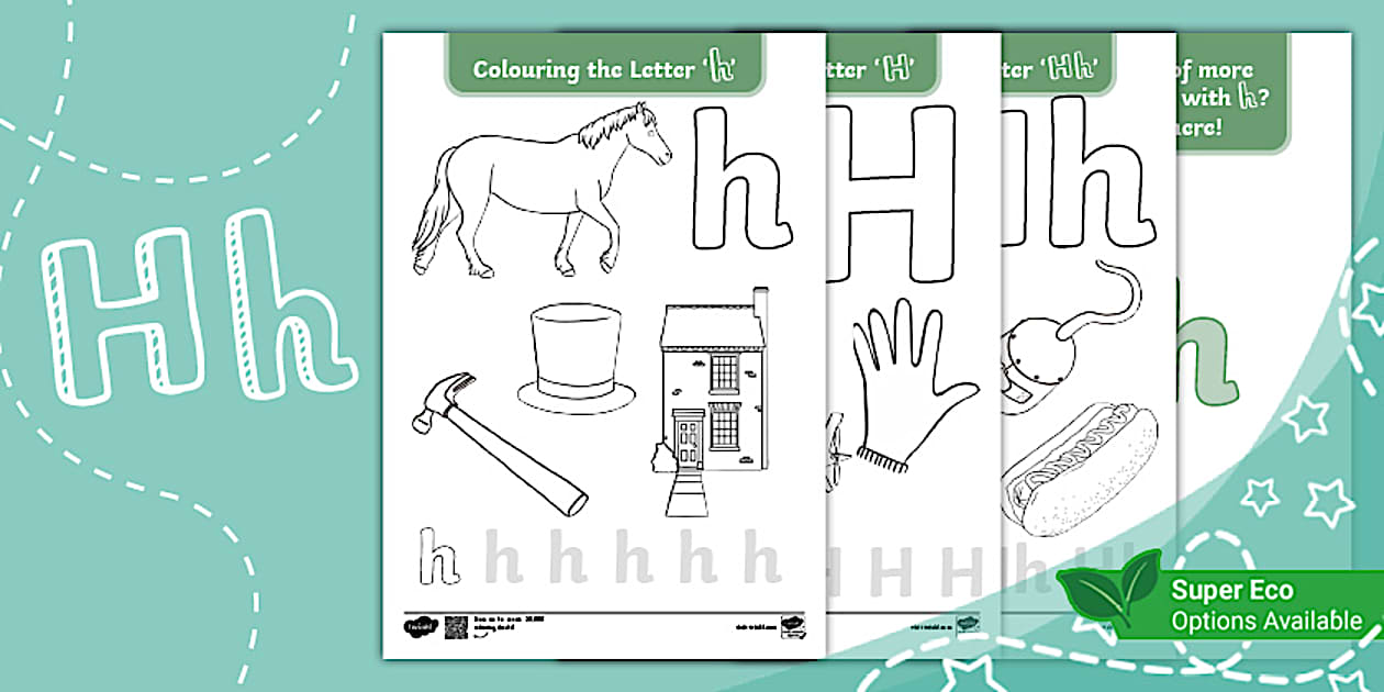Letter H Colouring Pages