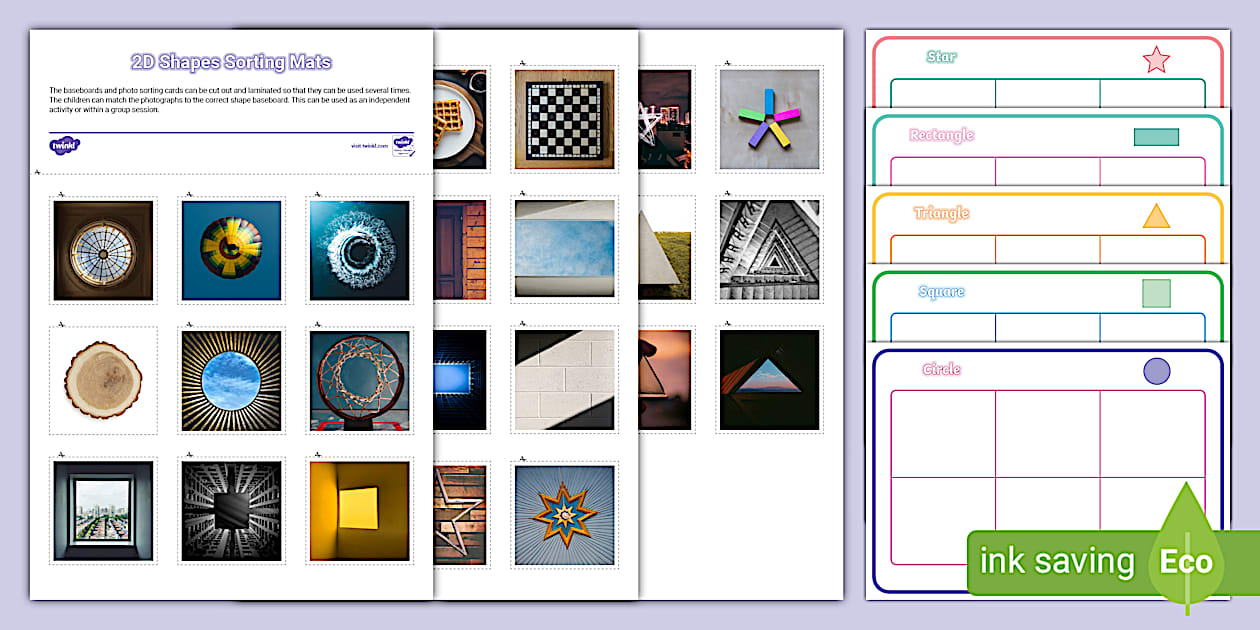2D Shape Sort Photo Mats | Twinkl | Inclusion | Shapes