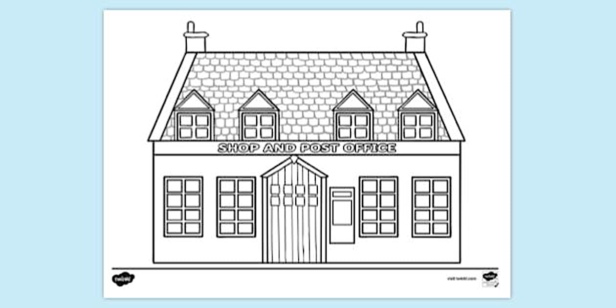 Post Office Colouring Page (teacher made) - Twinkl