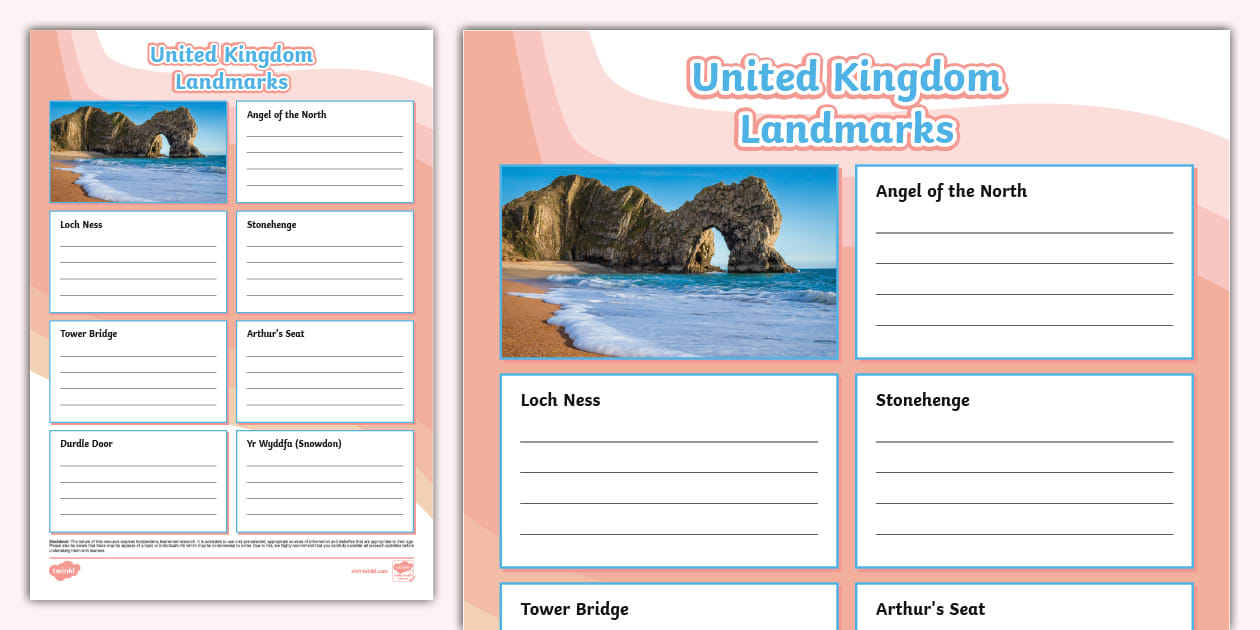 UK Landmarks Fact File Template (teacher made) - Twinkl