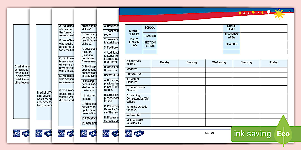 DepEd Weekly Lesson Plan Blank Template | Twinkl Philippines