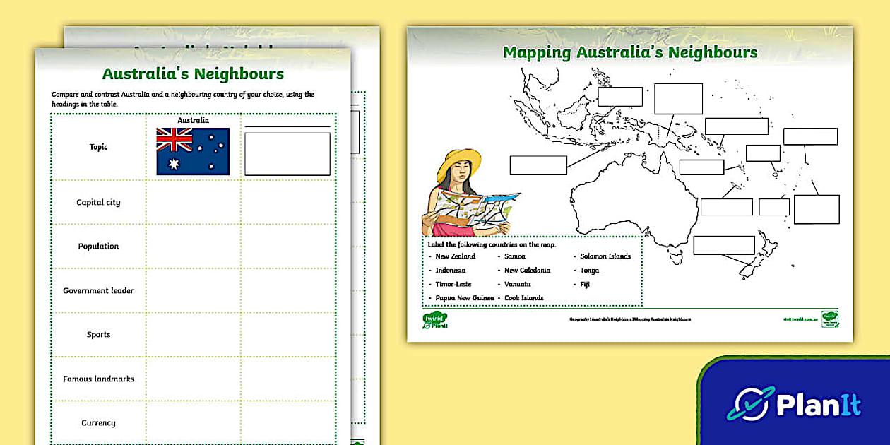 Year 3 Neighbouring Countries of Australia Home Learning