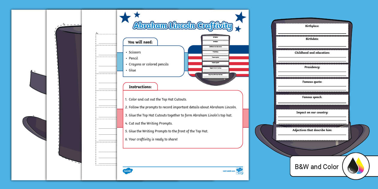 3rd-5th Grade Abraham Lincoln Craft Activity | Twinkl USA