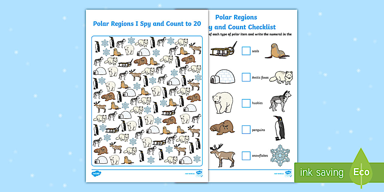 Polar Regions I Spy and Count Activity to 20 - Twinkl