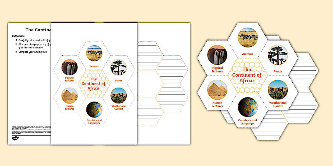 KS1 The Continent of Africa Hexagon Writing Template