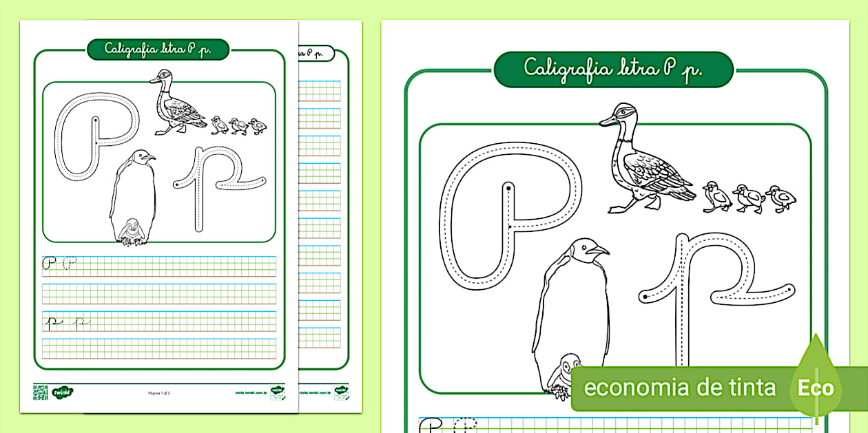 Folhas de caligrafia - Letra P (creat de profesori) - Twinkl