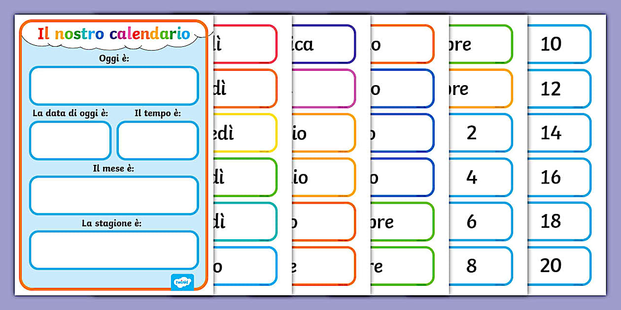Calendario giornaliero e tabella meteo (teacher made)