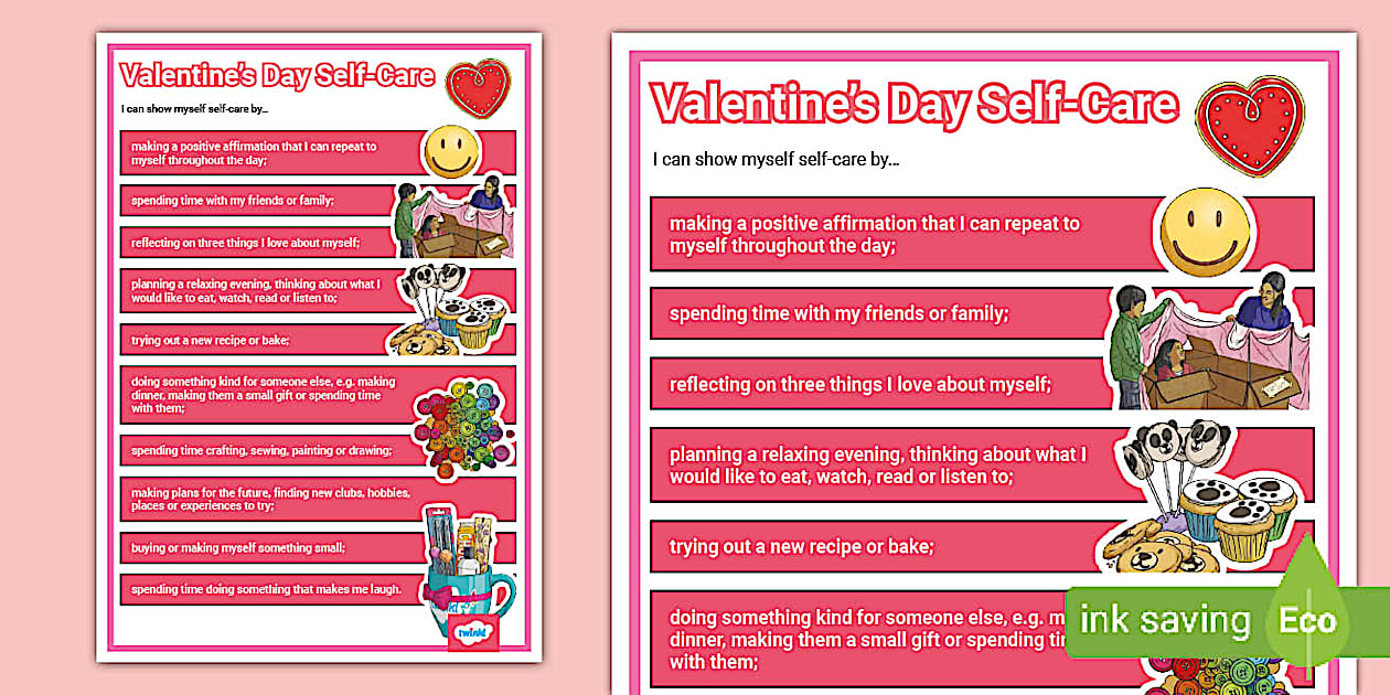 Valentine's Day Self-Care Poster (teacher made) - Twinkl