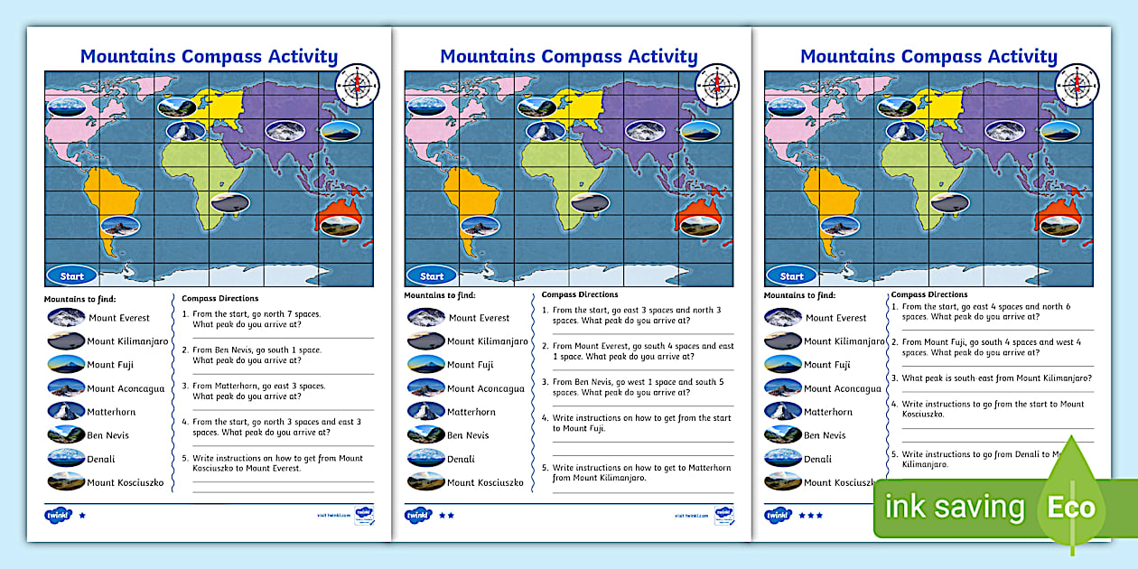 👉 Mountains Compass Points Activity (Teacher-Made)
