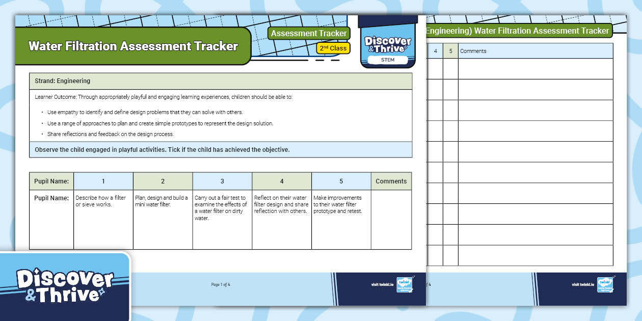STEM Water Filtration Assessment Tracker