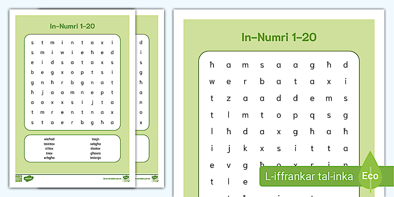 Il-Grammatika l Tiftixa tal-Kliem: In-numri minn 1-20