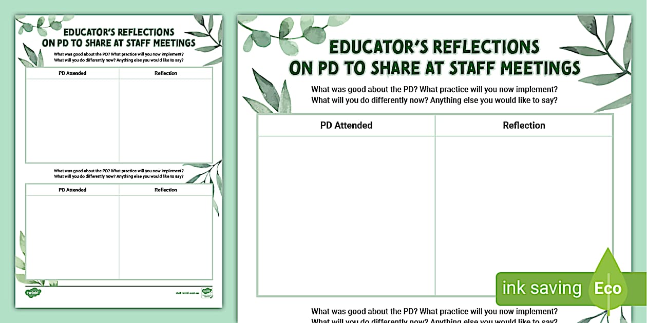 Educators PD Reflections (Teacher-Made) - Twinkl