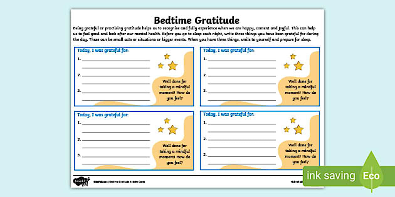 Mindfulness Bedtime Gratitude for Children Activity Cards