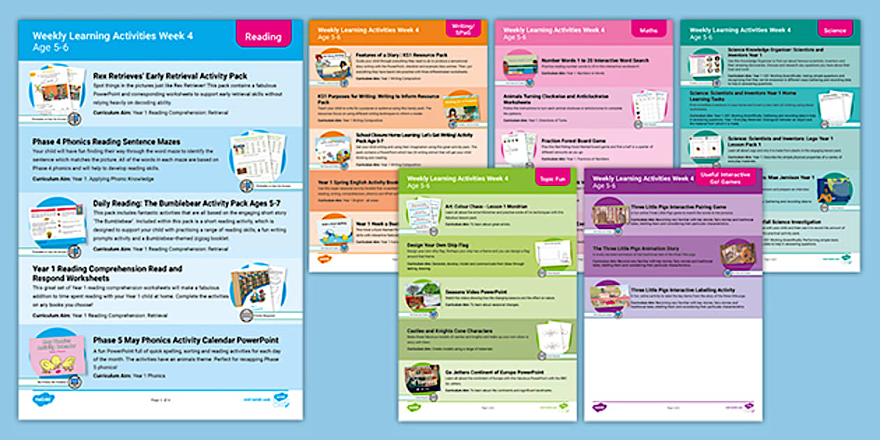 Weekly Learning Activities Pack Week 4 Age 5-6 - Twinkl