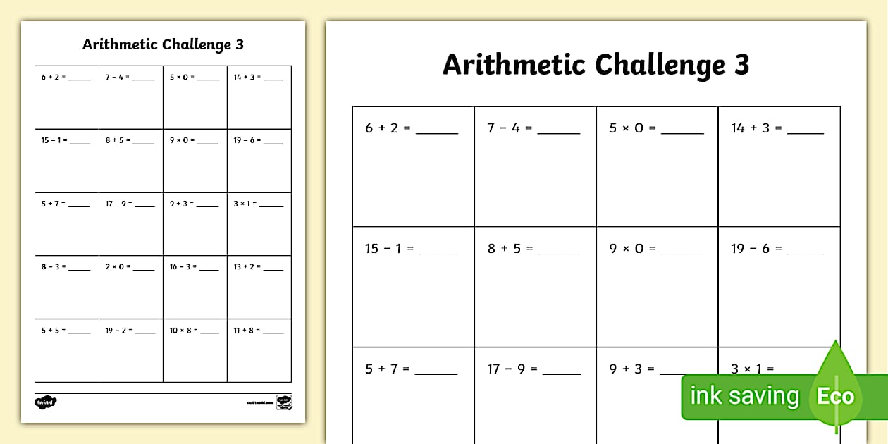👉 Year 1 Arithmetic Challenge 3 (teacher made) - Twinkl