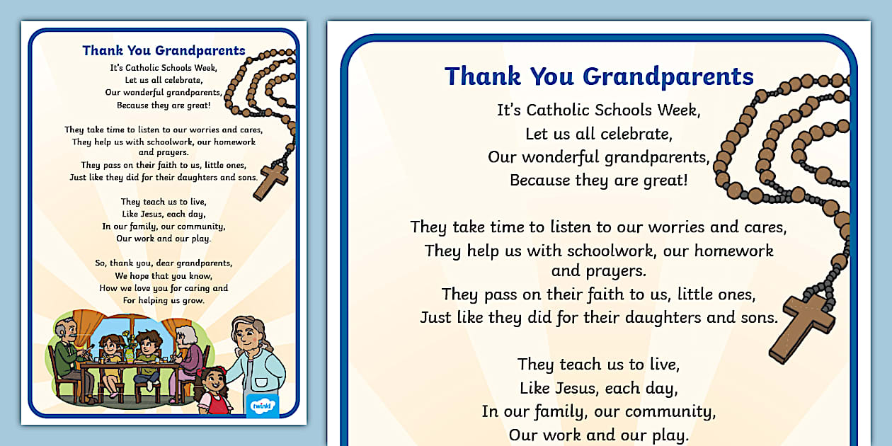 Catholic Schools Grandparents Day Poem Poster (teacher made)