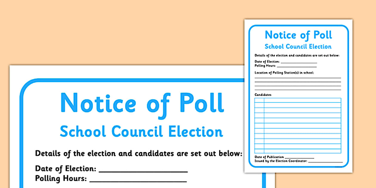 Editable School Council Election Notice of Poll - Twinkl