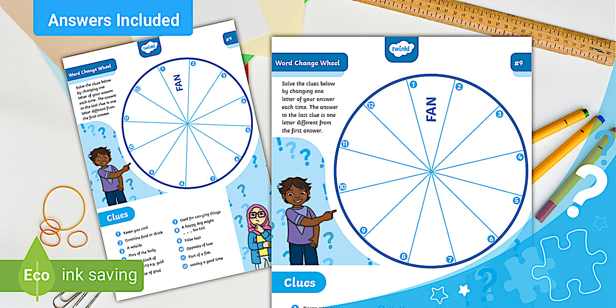 Word Change Wheel Puzzle #8 - Twinkl - Kids Puzzles