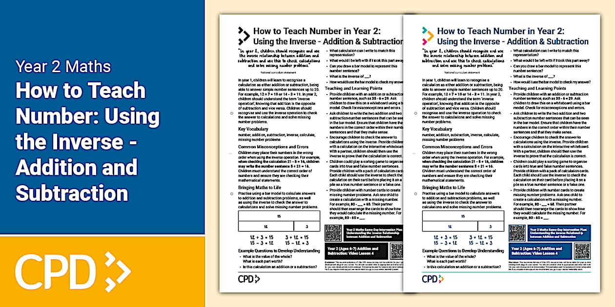 How to Teach Number in Year 2: Using the Inverse - Twinkl