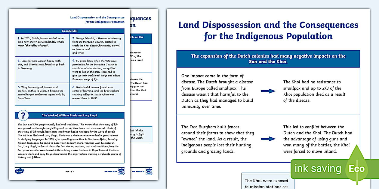 Land Dispossession and its consequences on the indigenous population