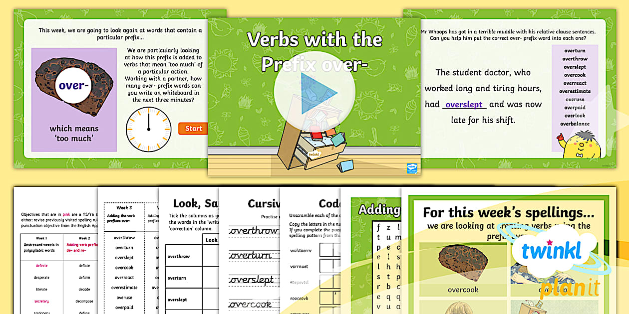 PlanIt Spelling Year 5 Term 3B W3: Adding the Verb Prefix 'over-' Spelling